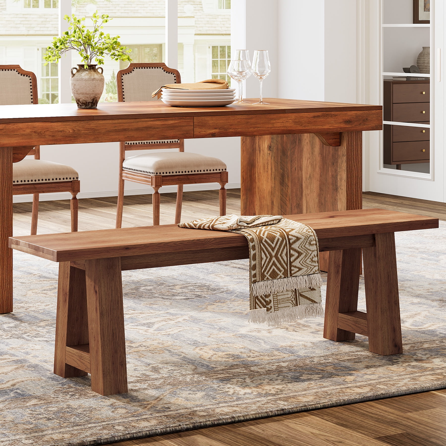 Click here for Tribewood 55.12-Inch Solid Wood Dining Bench With... prices