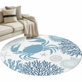 Coastal Blue Crab Round Rug 3.3ft Washable Circle Entryway Rugs Non ...