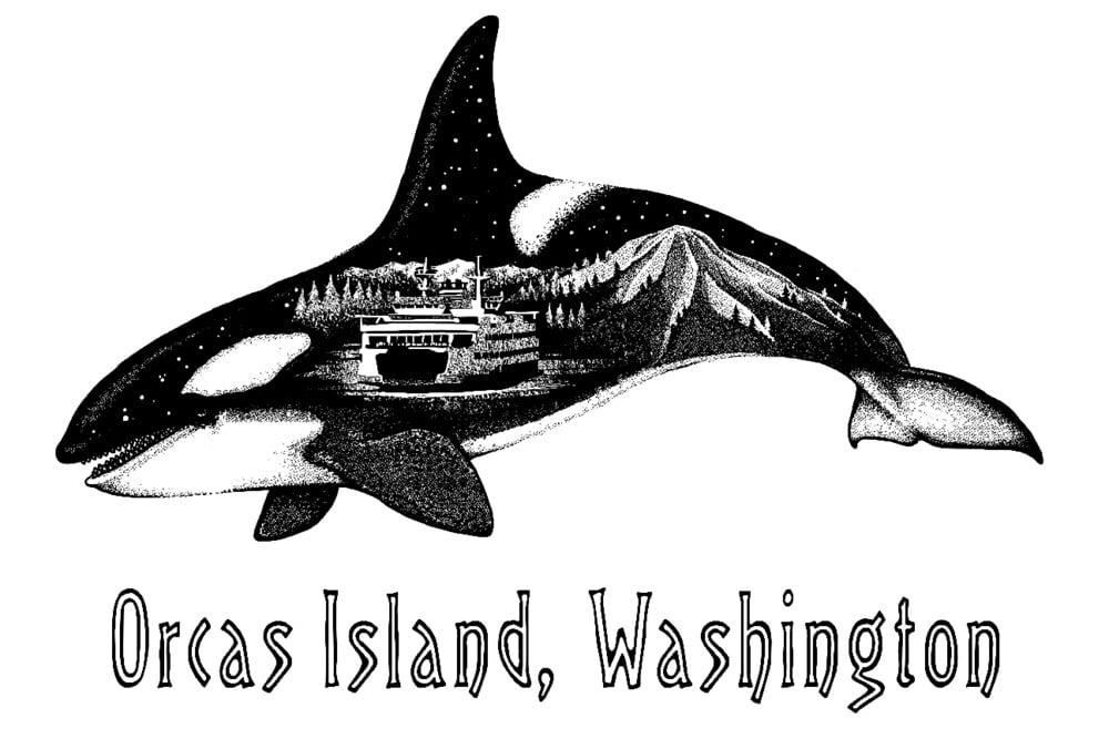 Orcas Island, Washington, Orca, Ferry and Mount Rainier, Double ...