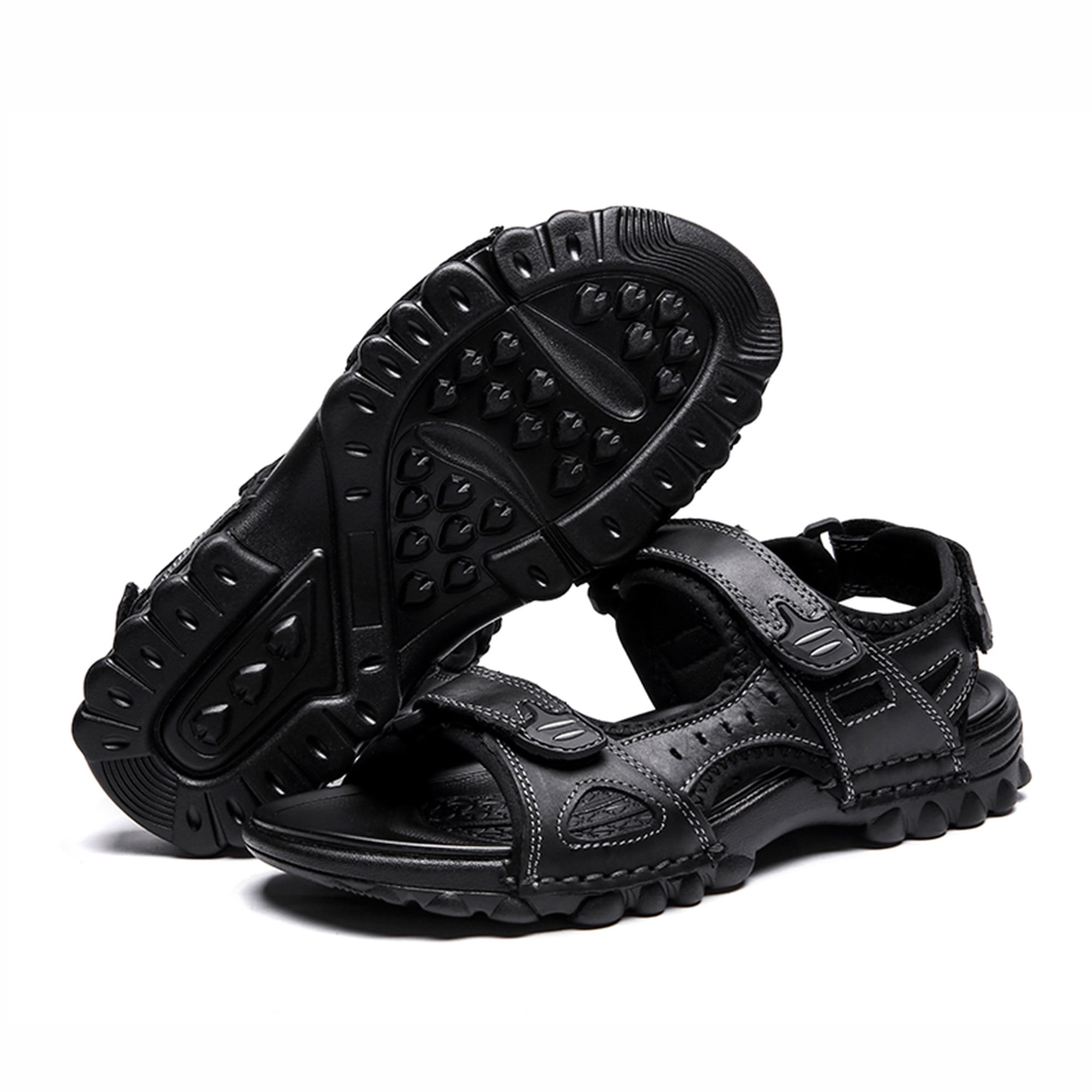 Hicooer GOOHIK Men's Leather Sandals Hiking Outdoor Water Beach Sports ...