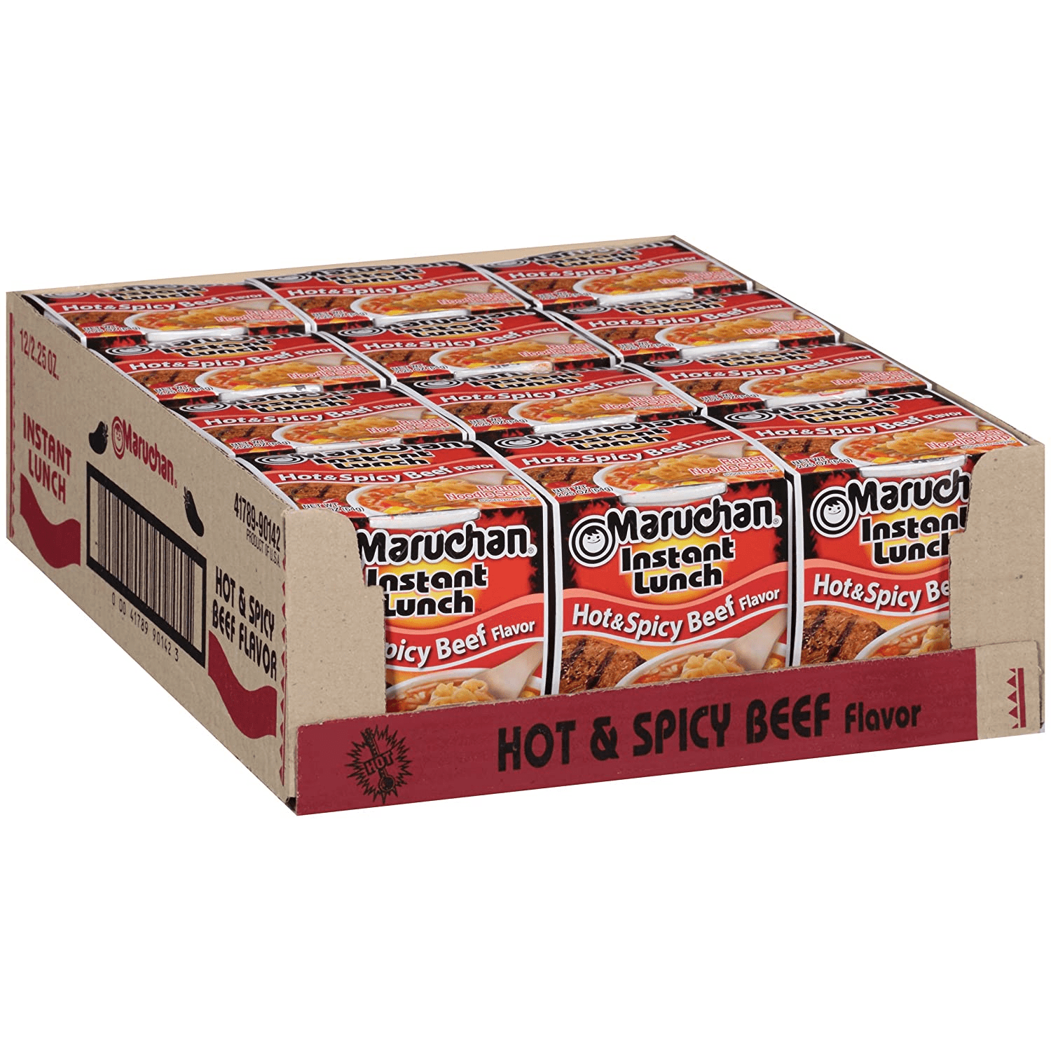 Maruchan Hot and Spicy Beef Instant Ramen Noodles, 2.25 oz cup, 12 pack ...