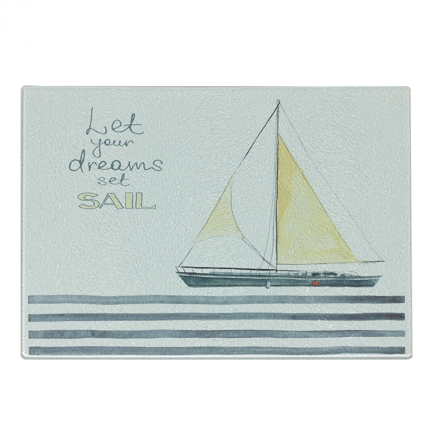 Nautical Cutting Board, Let Your Dreams Set Sail Words Stripes Yacht ...