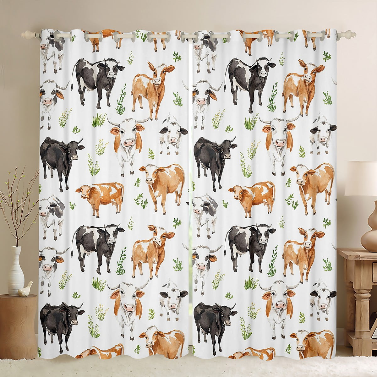 Click here for Erosebridal Farmhouse Cow Curtains Pack Of 2 (38x4... prices