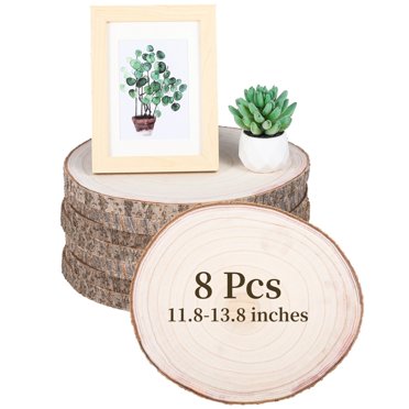 VEGCOO 4 Pcs Rustic Bulk Tree Discs, 11-13 Inches Natural Paulownia ...