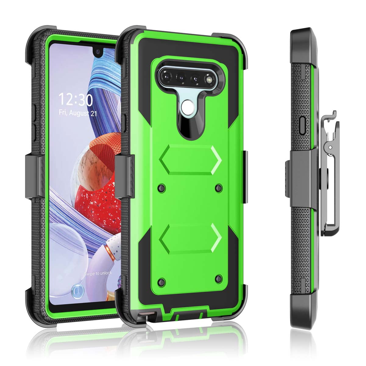 LG Stylo 6 Case Holster Clip, Tekcoo Shock Absorbing [Green] Secure ...