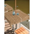 Brown Square Outdoor Tablecloth with Umbrella Hole White Dots and Lines ...