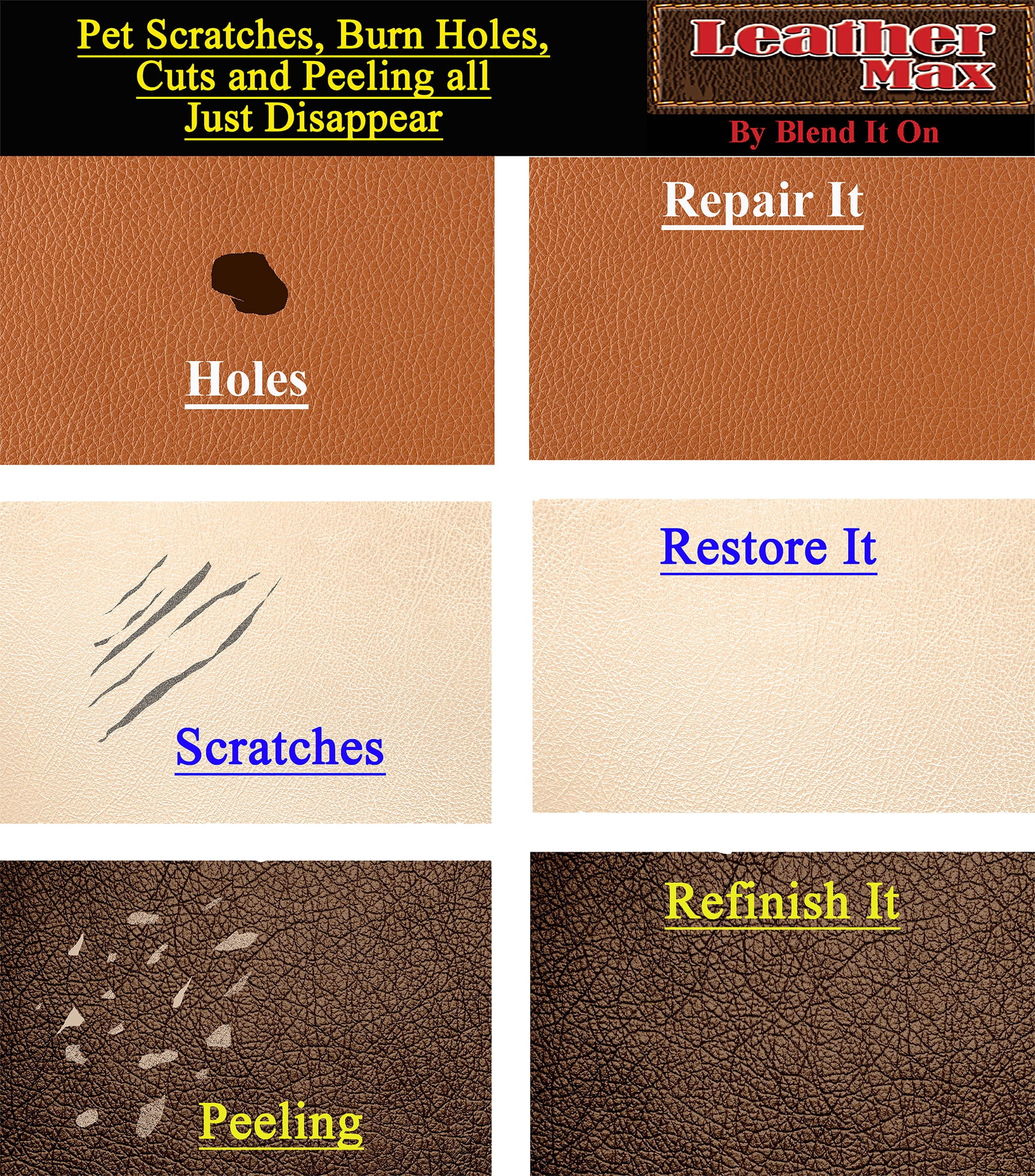 Furniture Leather Max Complete Leather Refinish and Repair Kit Now with ...