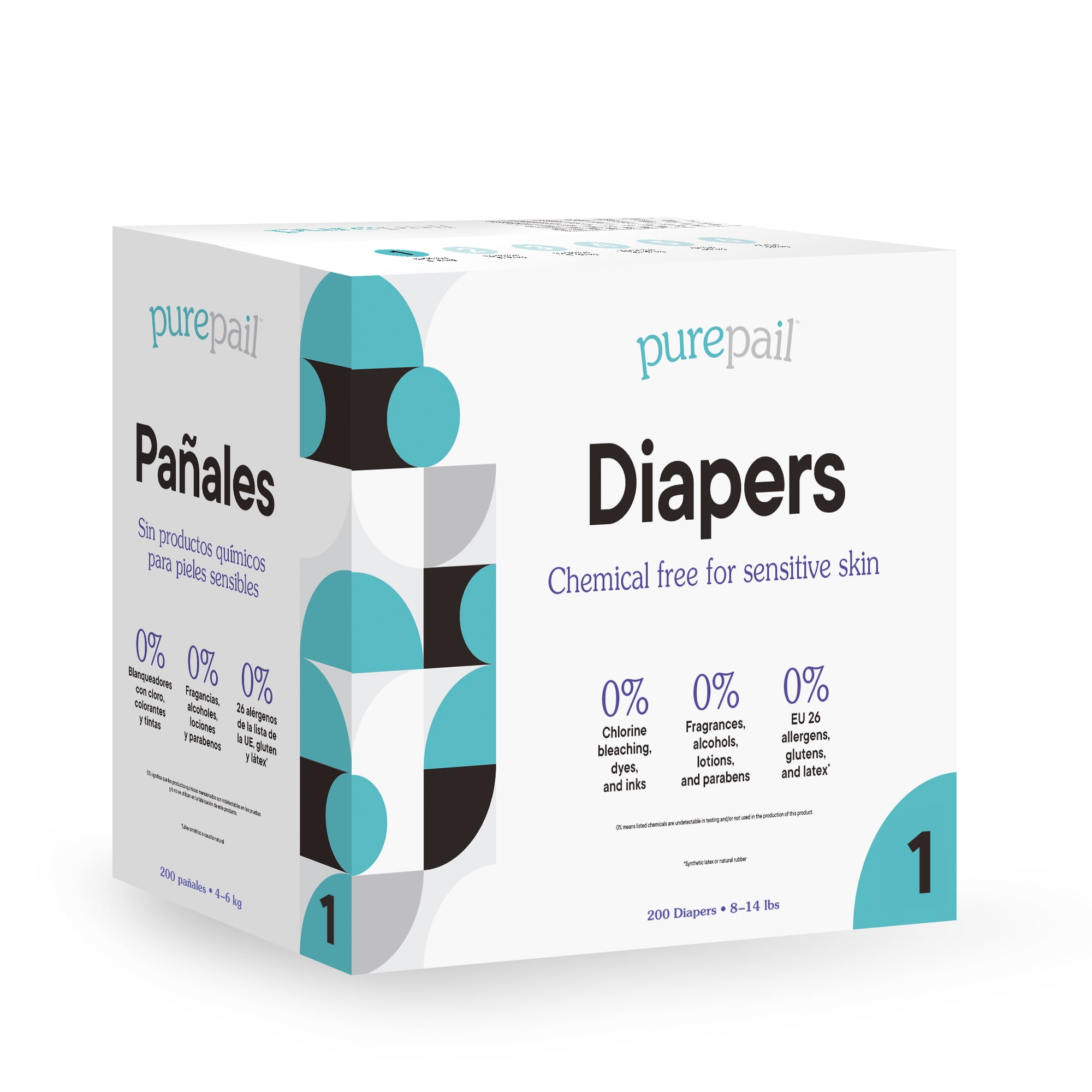 PurePail Disposable Diapers — Size 1 — 8-14 lbs — Chemical Free For ...