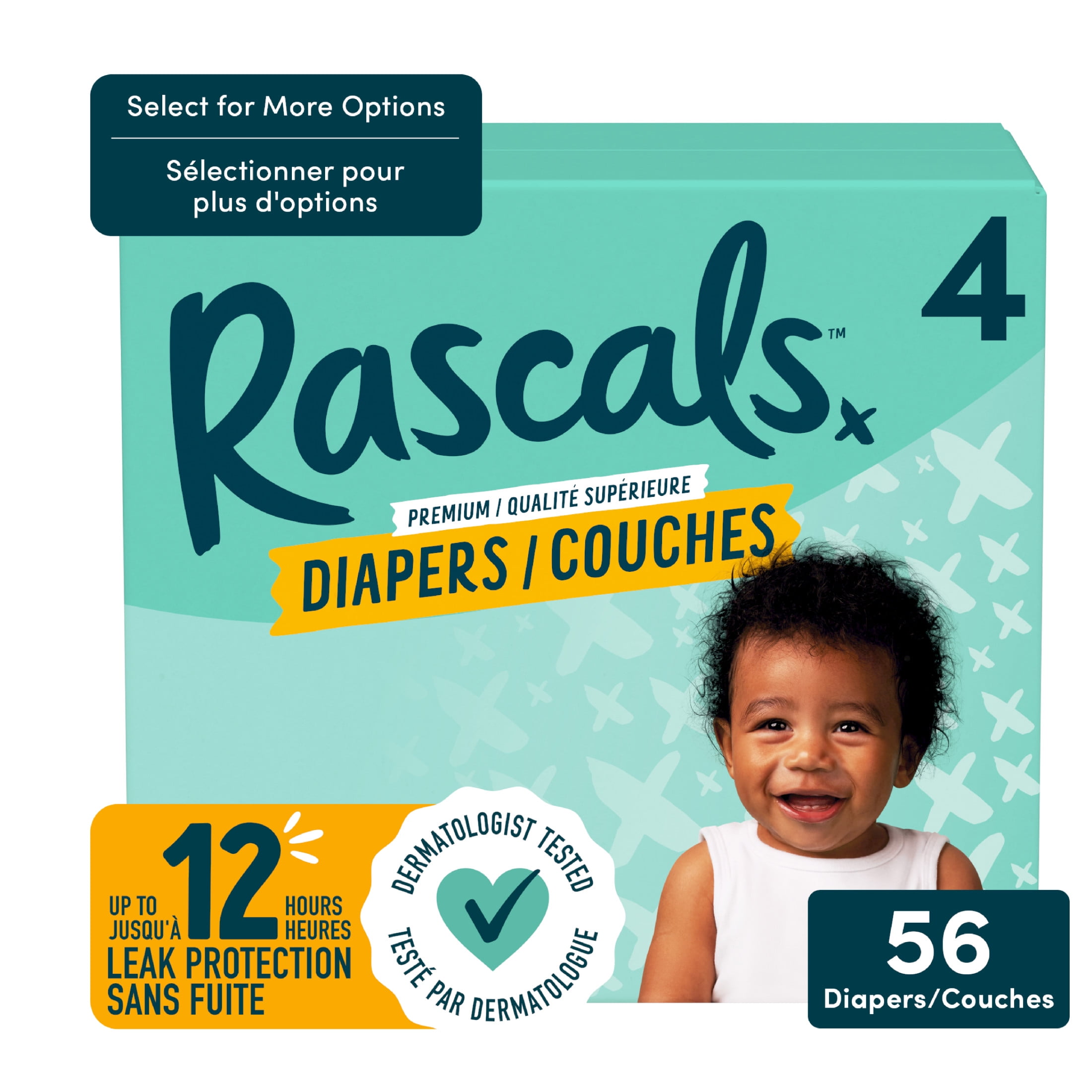 Rascals Premium Diapers, Size 4, Small Carton, 56 Count, Preemie to ...