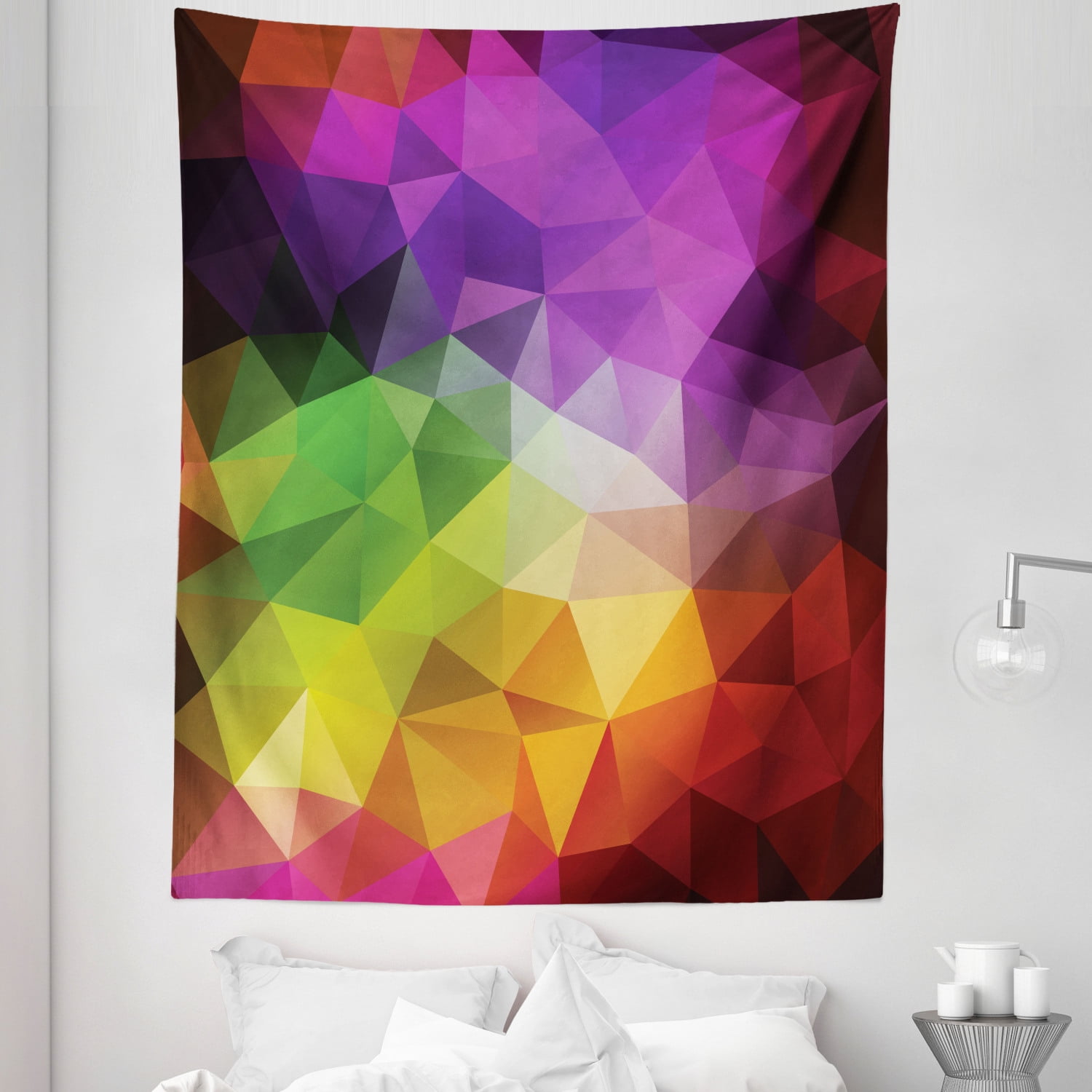 Colorful Tapestry, Colorful Geometric Shapes Triangular Polygons ...