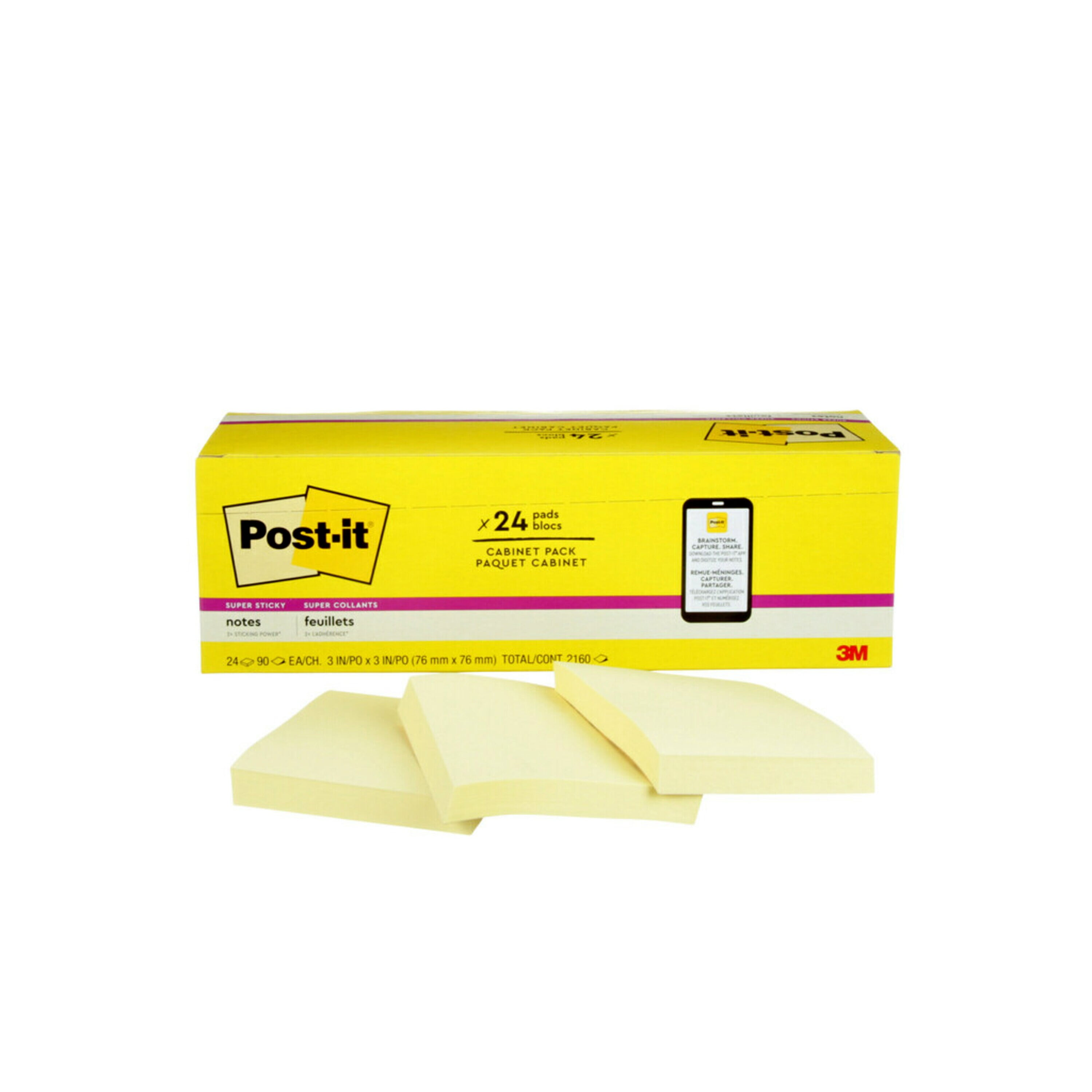 Post-it Super Sticky Notes, 3" x 3", Canary Yellow, 24 Pads - Walmart.com