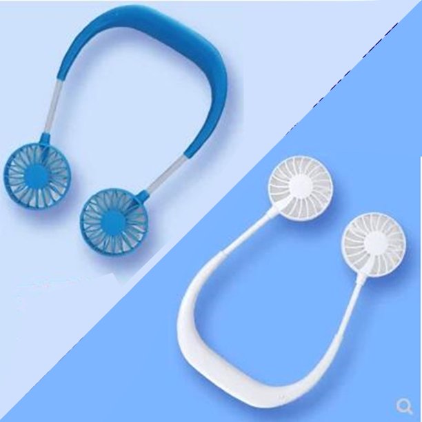 USB Rechargeable Lazy Neck Hanging Style Dual Fan; Wearable Cooling Fan ...