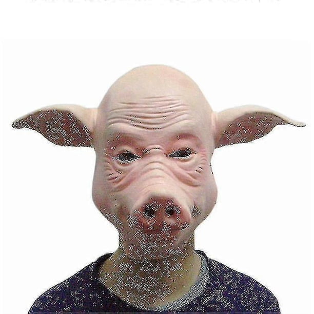 Pig Head Mask Rubber Latex Animal Costume Full Face Mask Halloween ...