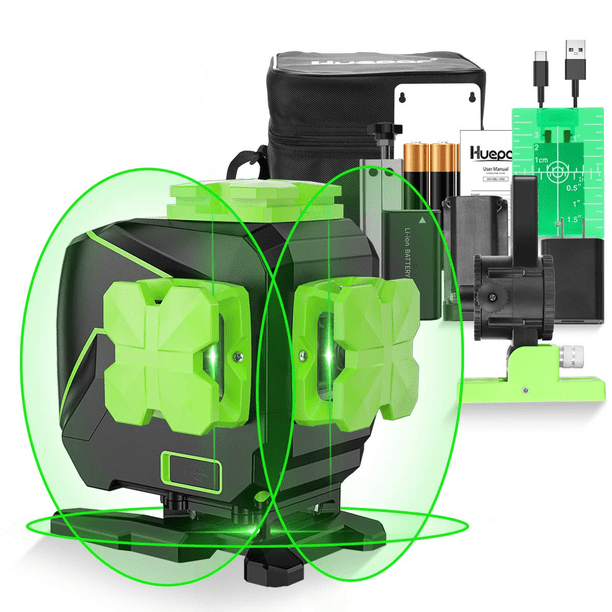 Huepar 3 x 360 Degree Cross Line Laser Level 3D Self-leveling Tiling ...