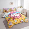 Feelyou Sweet Ice Cream Baseball Queen Bedding for Girls, Pink Letter V ...