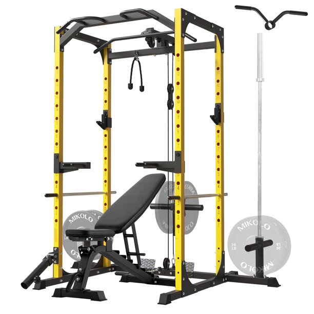 Mikolo Power Rack Cage with LAT Pulldown System,1200LBS Capacity Power ...