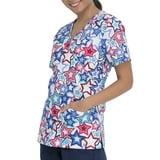 Scrubstar Women's Fashion Collection "Starry Stripes" Mock Wrap Printed ...