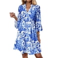 2026 Fashionable Summer Women's V-neck Floral Print Bell Sleeve Dress ...