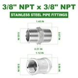 TAISHER 12PCS 304 Stainless Steel Hex Nipple 3/8" MNPT × 3/8" MNPT ...