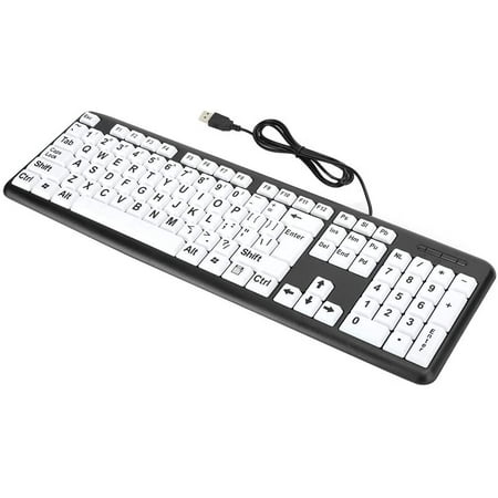 Large Print Keyboard, Wired Large Letter Key Keyboard, 104 Keys USB ...