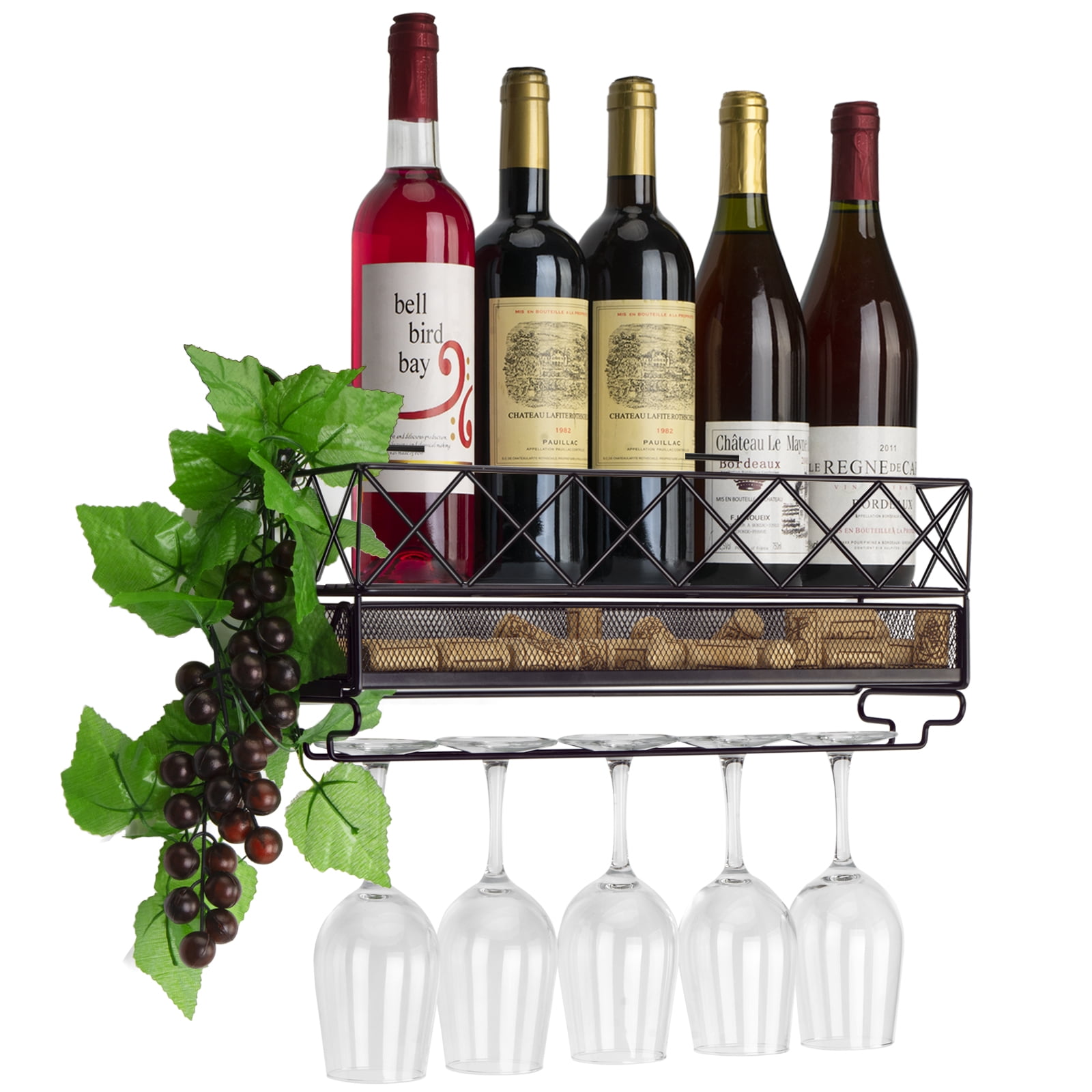 Bextsrack Wine Rack, Wine Rack with Glasses Holder, Cork Storage ...