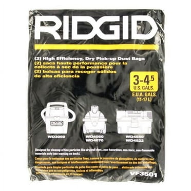 Ridgid VF3502 High Efficiency Bags for 12-16 Gallon Ridgid Wet/Dry ...