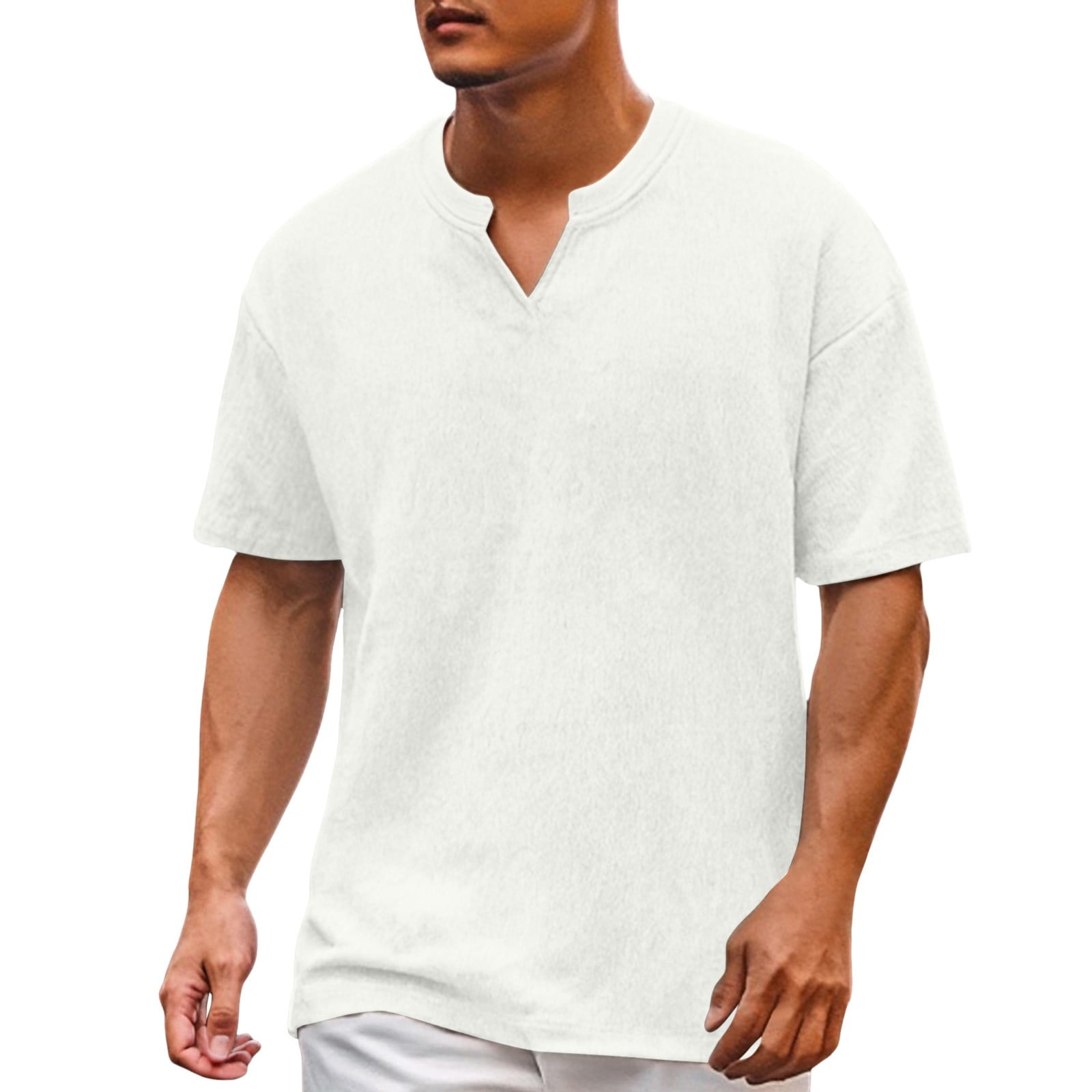 Click here for Ediodpoh Mens Solid Color V-Neck Short Sleeved T-S... prices