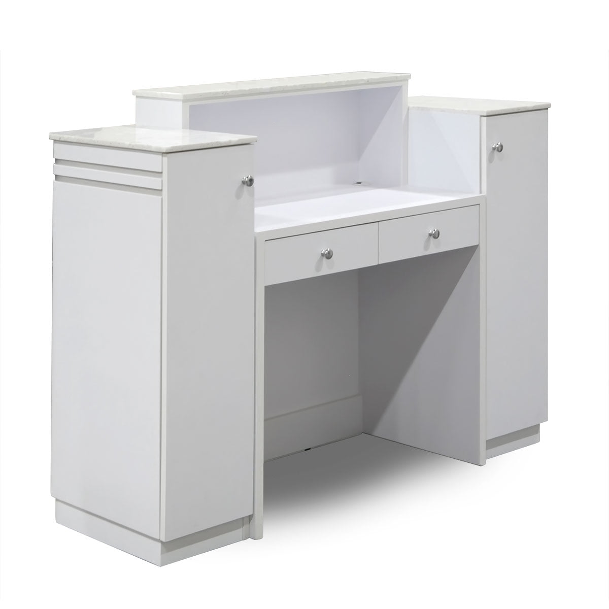 MAYAKOBA Sonoma Reception Desk with Side Cabinets Adjustable Shelves ...