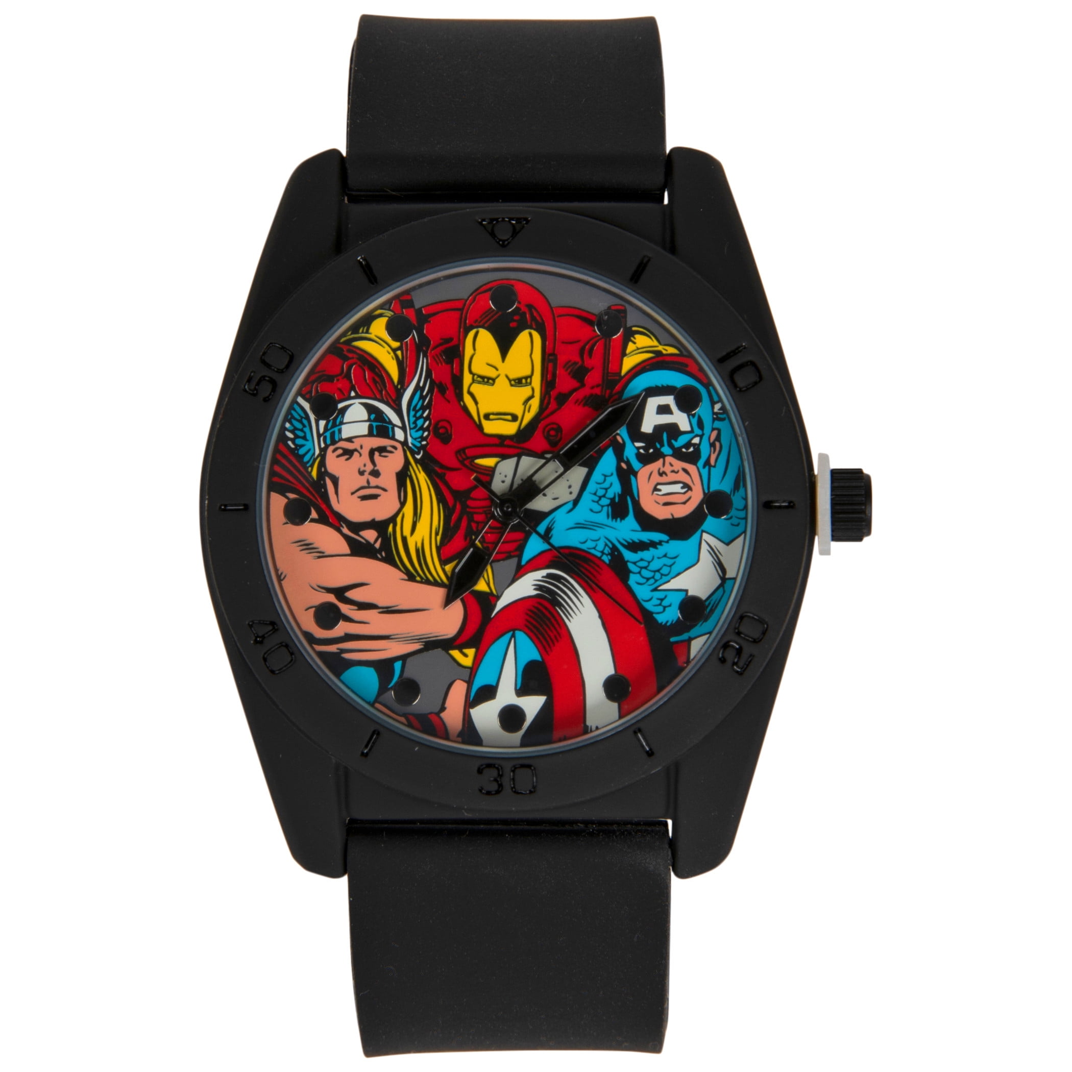 Marvel Comics Classic Avengers Characters Watch with Rubber Strap ...
