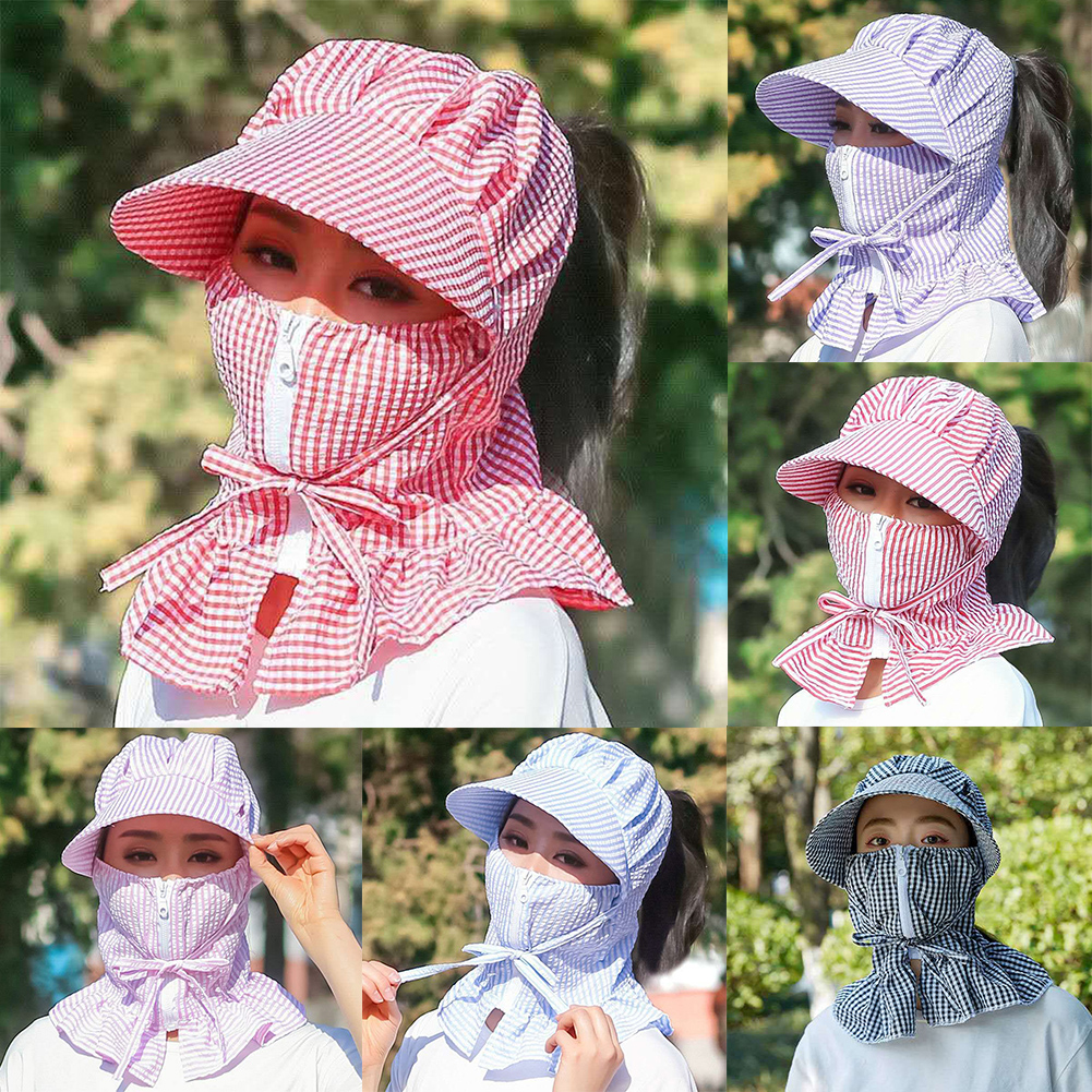 SPRING PARK Women Sun Hat Neck Protection Cap Face Ear Flap Neck Cover ...