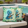 2 Pack Outdoor Waterproof Throw Pillow Covers,Cute Cartoon Animal Blue ...