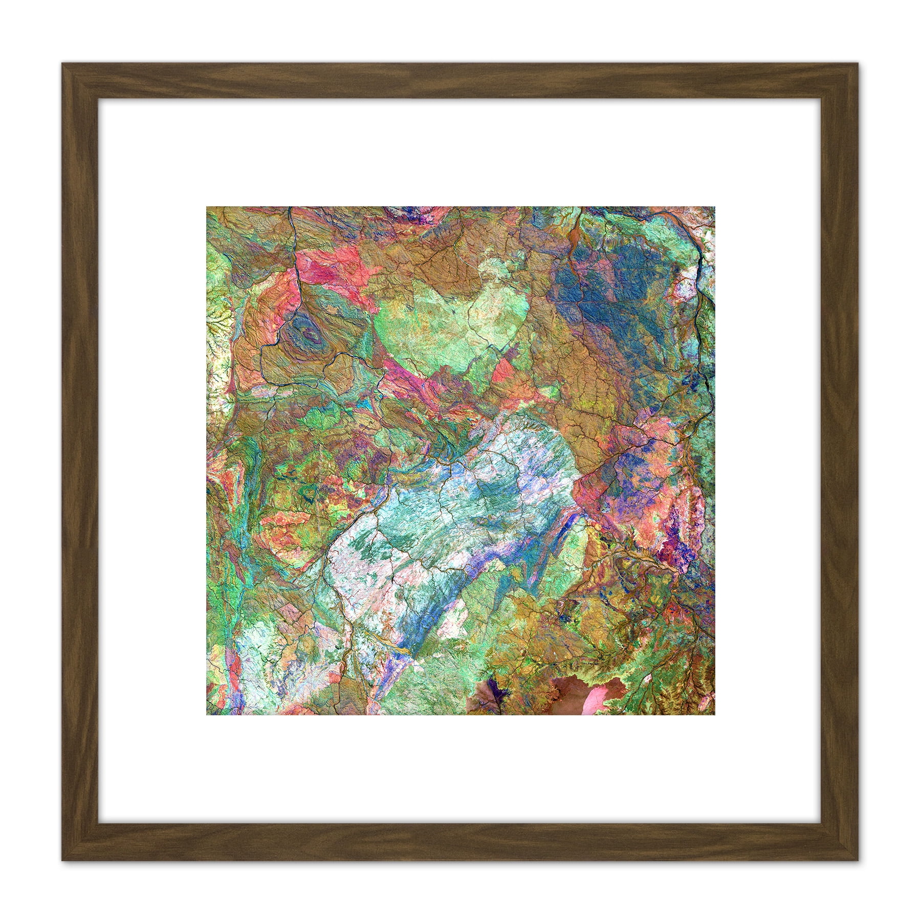 Watercolour Abstract Paint Bright 8X8 Inch Square Wooden Framed Wall ...