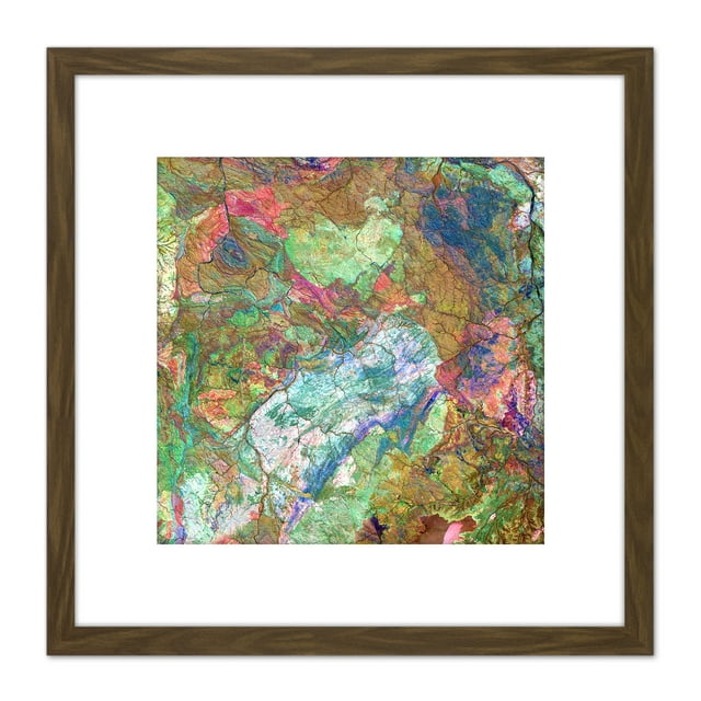 Watercolour Abstract Paint Bright 8X8 Inch Square Wooden Framed Wall ...