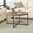 Pebbuoy Modern Stylish Wood Color Round Coffee Table Living Room ...