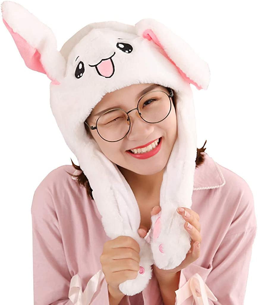Cute Bunny Hat Ear Moving Jumping Hat Funny Animal Plush Rabbit Hats ...