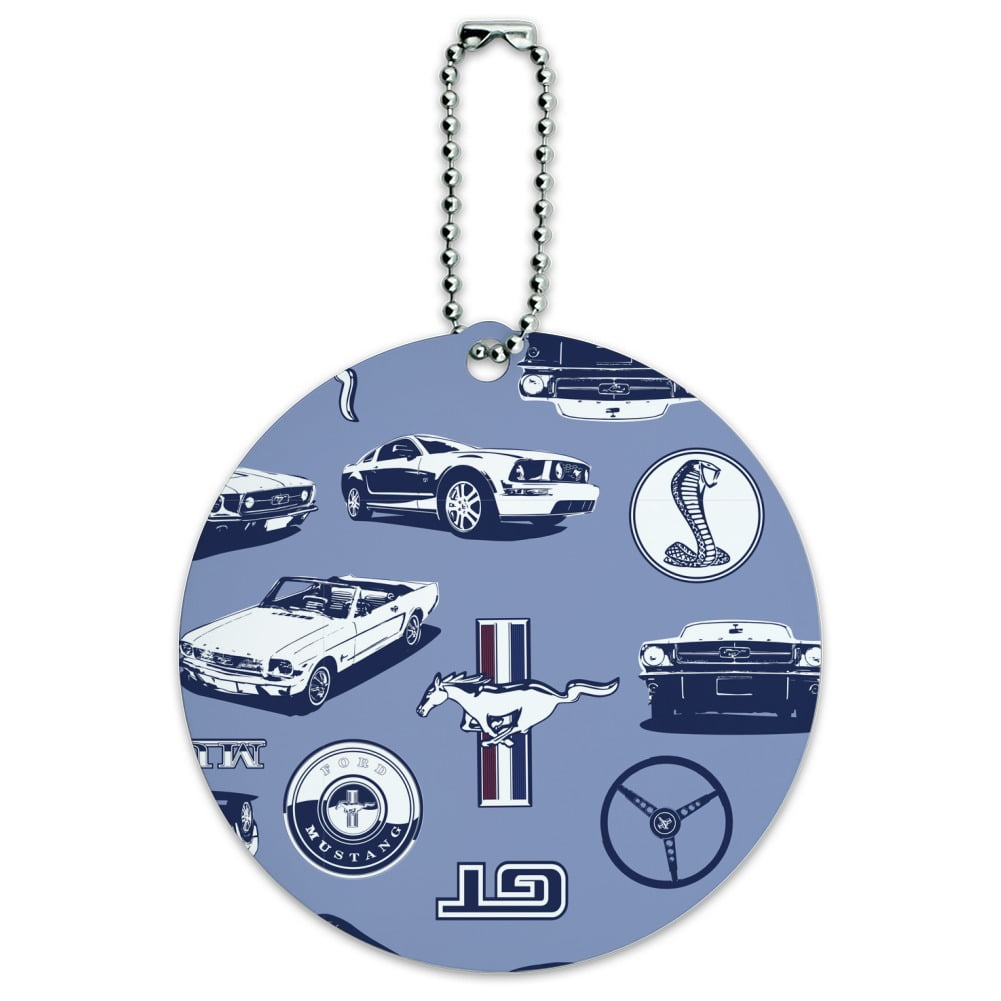 Ford Mustang Pattern Round Luggage ID Tag Card Suitcase Carry-On ...