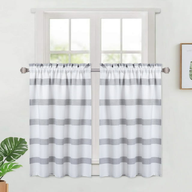 Soonbuy Kitchen Curtains 36 inches Long, Classic Farmhouse Waffle Weave ...