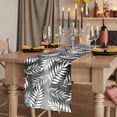 Black Fronds Table Runner, Black Slate Leaf Plant Canvas Weave Texture ...