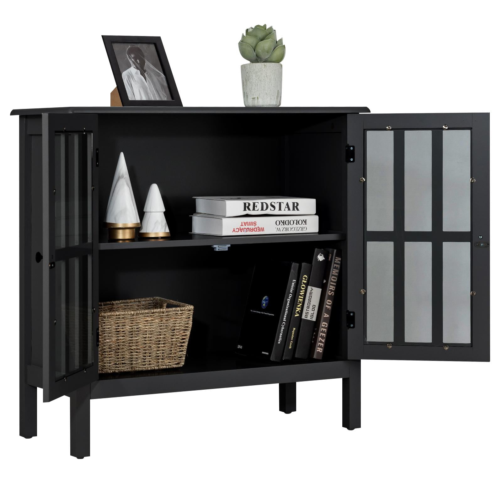 Giantex Console Cabinet, Kitchen Storage Cabinet w/Glass Door ...