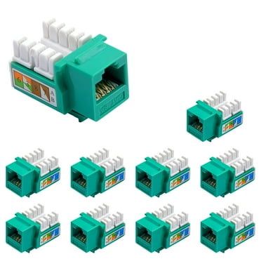 Cmple - RJ45 Keystone Jack 90 Degree Cat5e Keystone Jack Insert Punch Down RJ45 Connectors ...