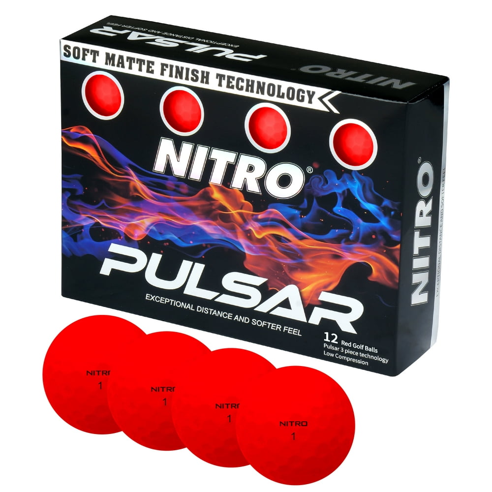 Nitro Golf Pulsar Golf Balls, Red, 12 Pack - Walmart.com - Walmart.com