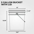 5-Gallon White Bucket Pail with Lid, Food Grade, Heavy-Duty, Easy Carry ...
