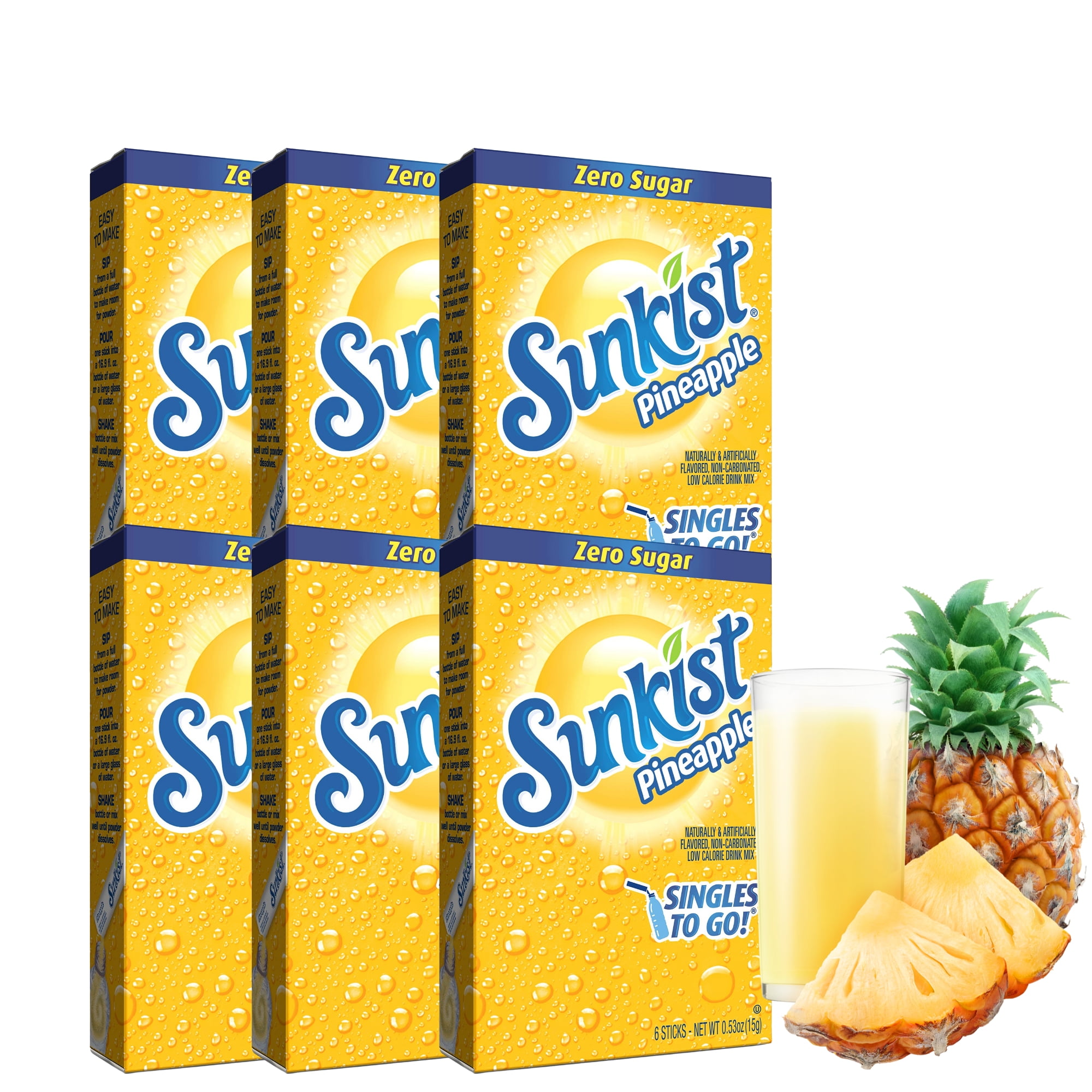Sunkist Soda Singles To Go Powdered Drink Mix Pineapple Flavor Sugar ...