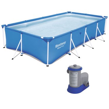 Bestway 24' x 12' x 52" Rectangular Frame Above Ground Swimming Pool ...