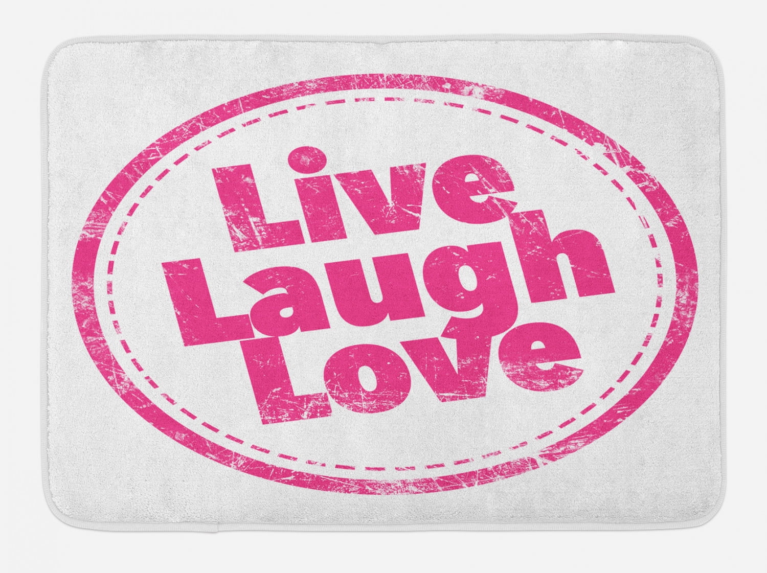 Live Laugh Love Bath Mat, Motivational Lifestyle Stamp Cute Grunge ...