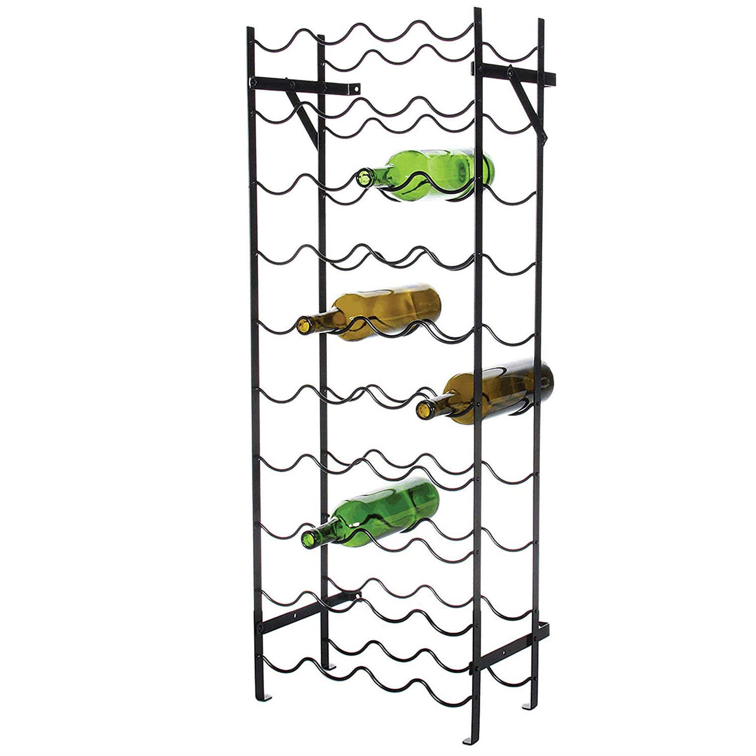Black Metal 40-Bottle Wine Rack with Wall Anchors - Walmart.com
