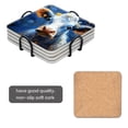 BaHomeck Drink Coasters Set Of 4 With Holder Cute White And Blue Cow ...