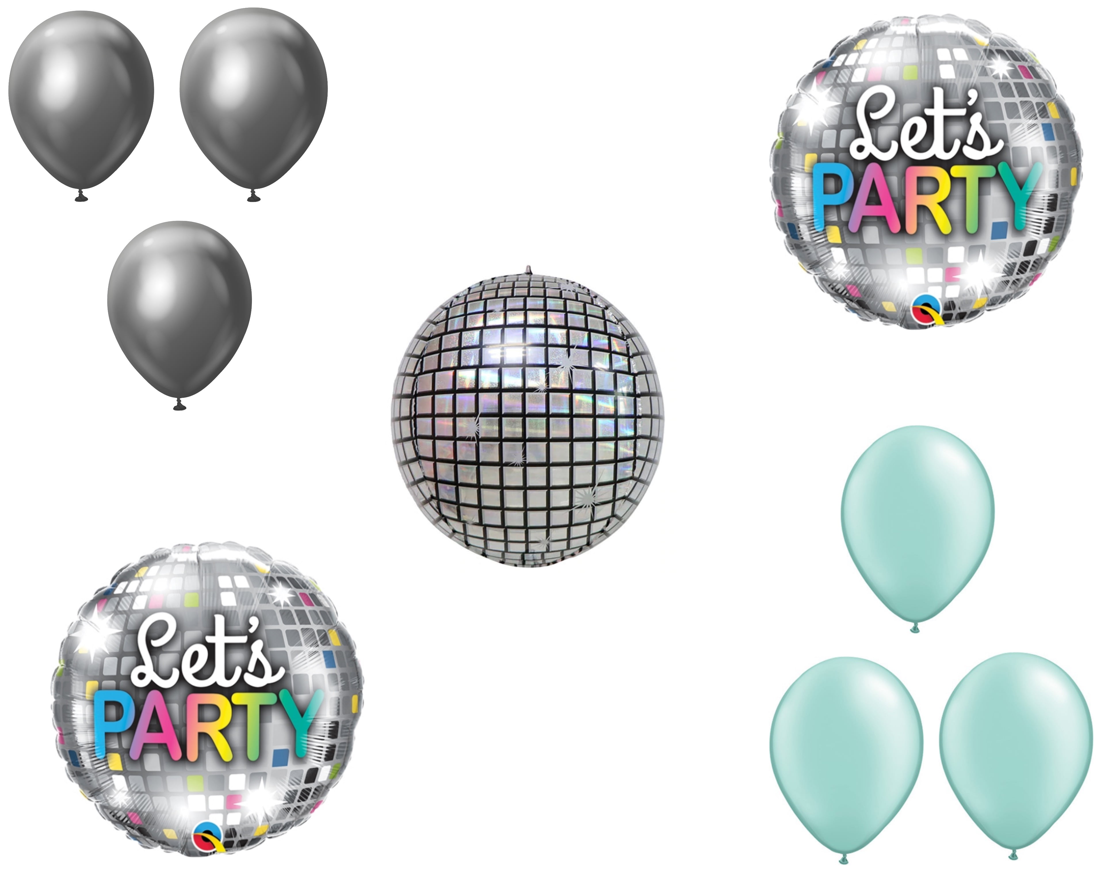 LOONBALLOON Disco 80s Theme Balloon Set, Let's Party Disco Ball ...
