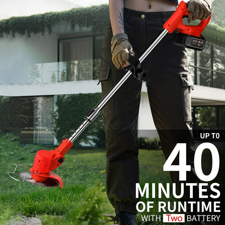 Weed Trimmer 21V Cordless Weed Wacker With 2 Batteries - 3-in-1 ...