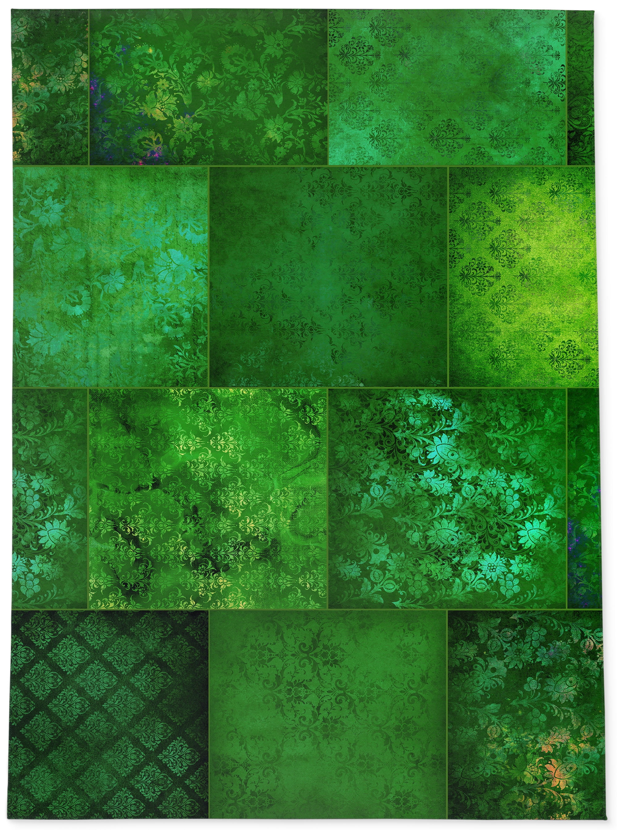 Eclectic Bohemian Patchwork Green Area Rug by Kavka Designs - Walmart.com